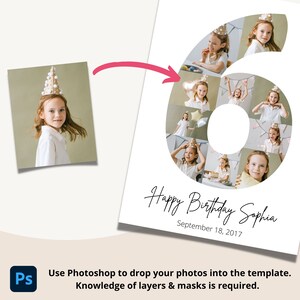 Sixth Birthday Photo Collage Template, 6th Birthday Printable for Kids ...