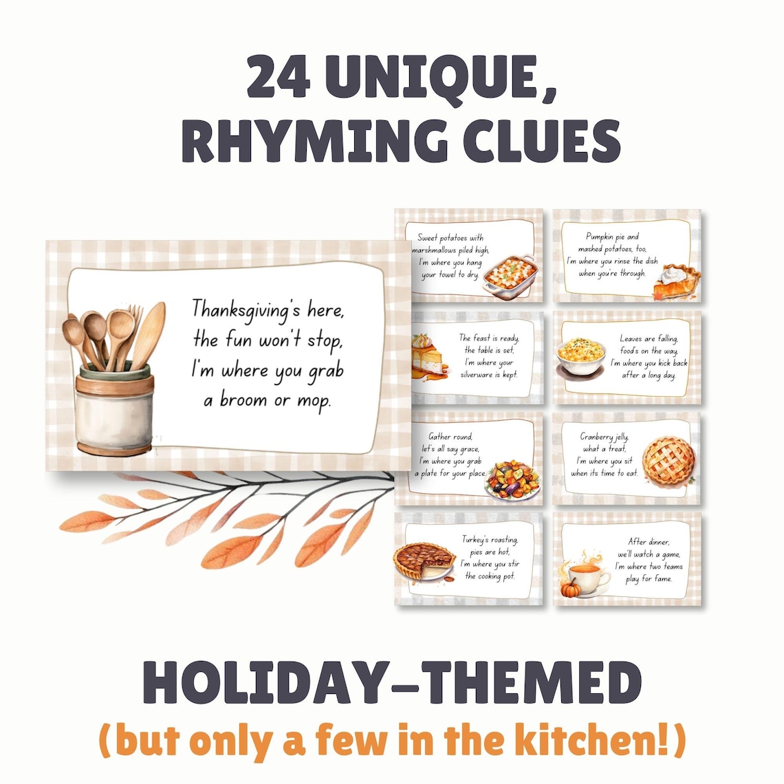 Indoor/outdoor Thanksgiving Scavenger Hunt for Kids - 24 Treasure Hunt ...