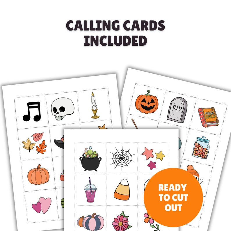 Halloween Bingo - 50 Cards, 2 Party Game Sizes - Office Party Bingo ...