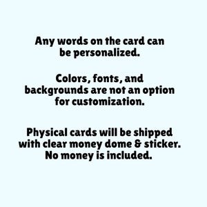 PERSONALIZED Cash Gift Money Card - Custom Words on Money Holder Gift ...