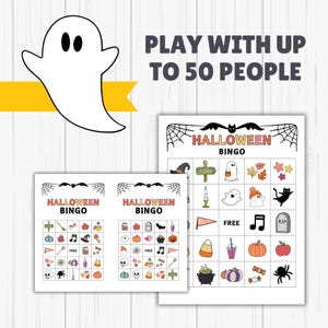 Halloween Bingo - 50 Cards, 2 Party Game Sizes - Office Party Bingo ...
