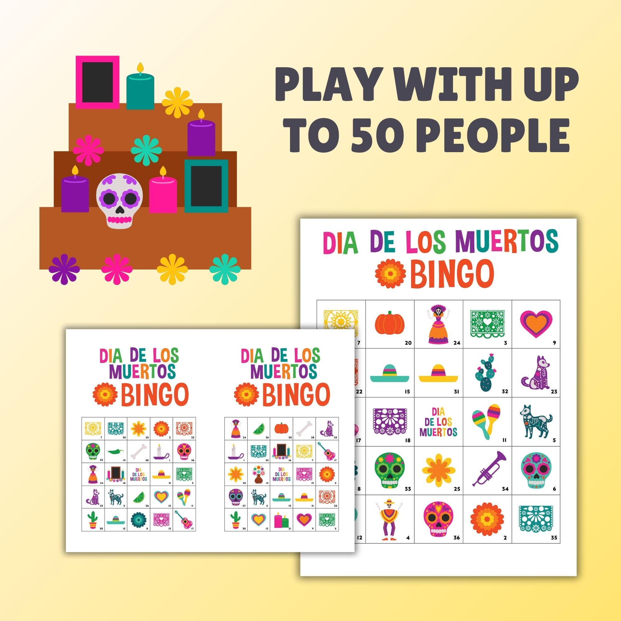 Dia De Los Muertos Bingo - Printable Day of the Dead Activity - 50 ...