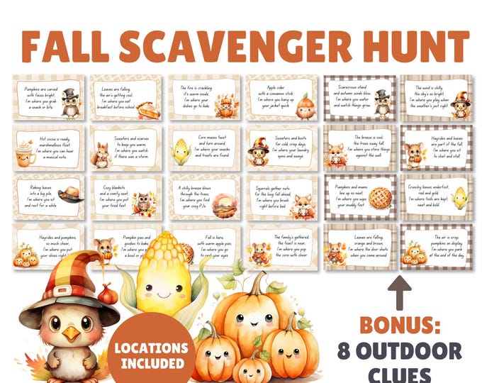Editable Autumn Scavenger Hunt for Kids, Outdoor Treasure Hunt Clues ...