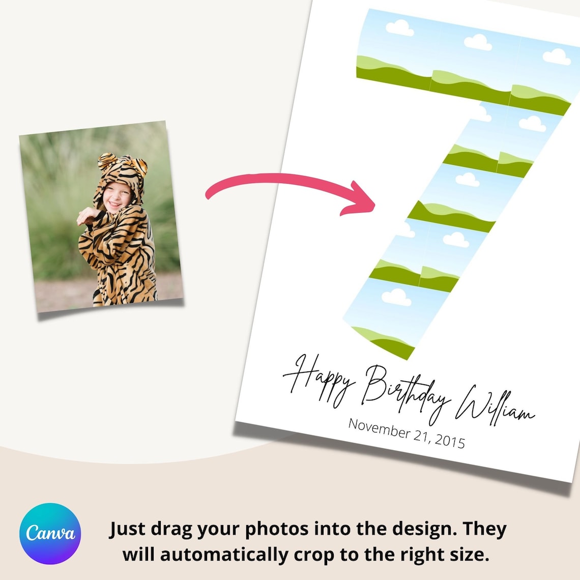 Seventh Birthday Photo Collage Template 7th Birthday | Etsy