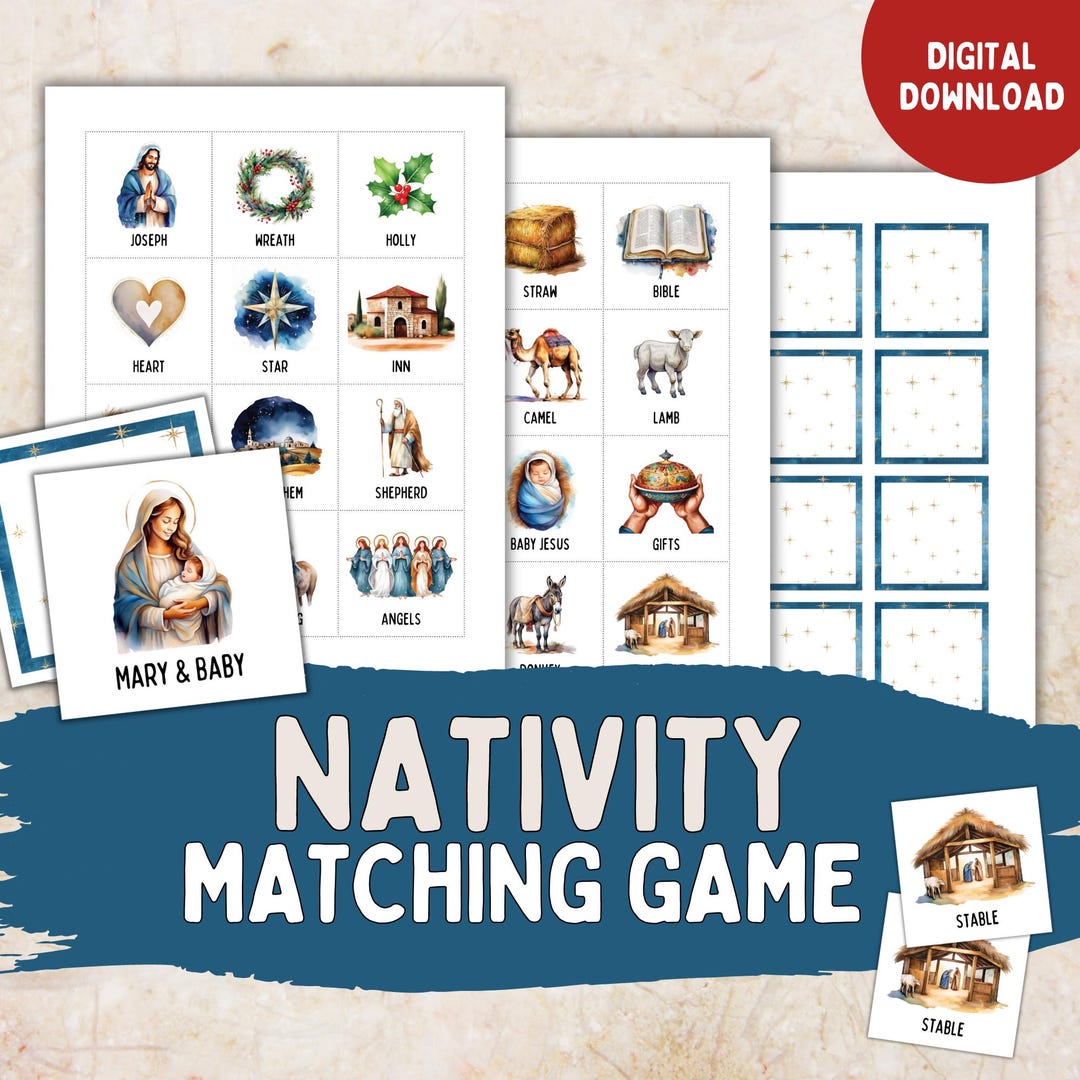 Nativity Memory Matching Game - Toddler Preschool Christian Activity ...