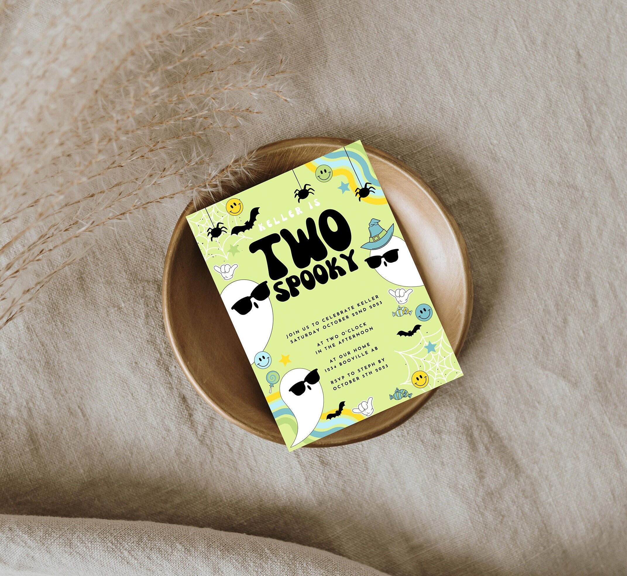 TWO SPOOKY Birthday Invitation Instant Download Editable - Etsy