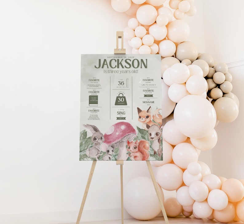 Editable WOODLAND Animal Milestone Poster, Canva Template, Instant ...