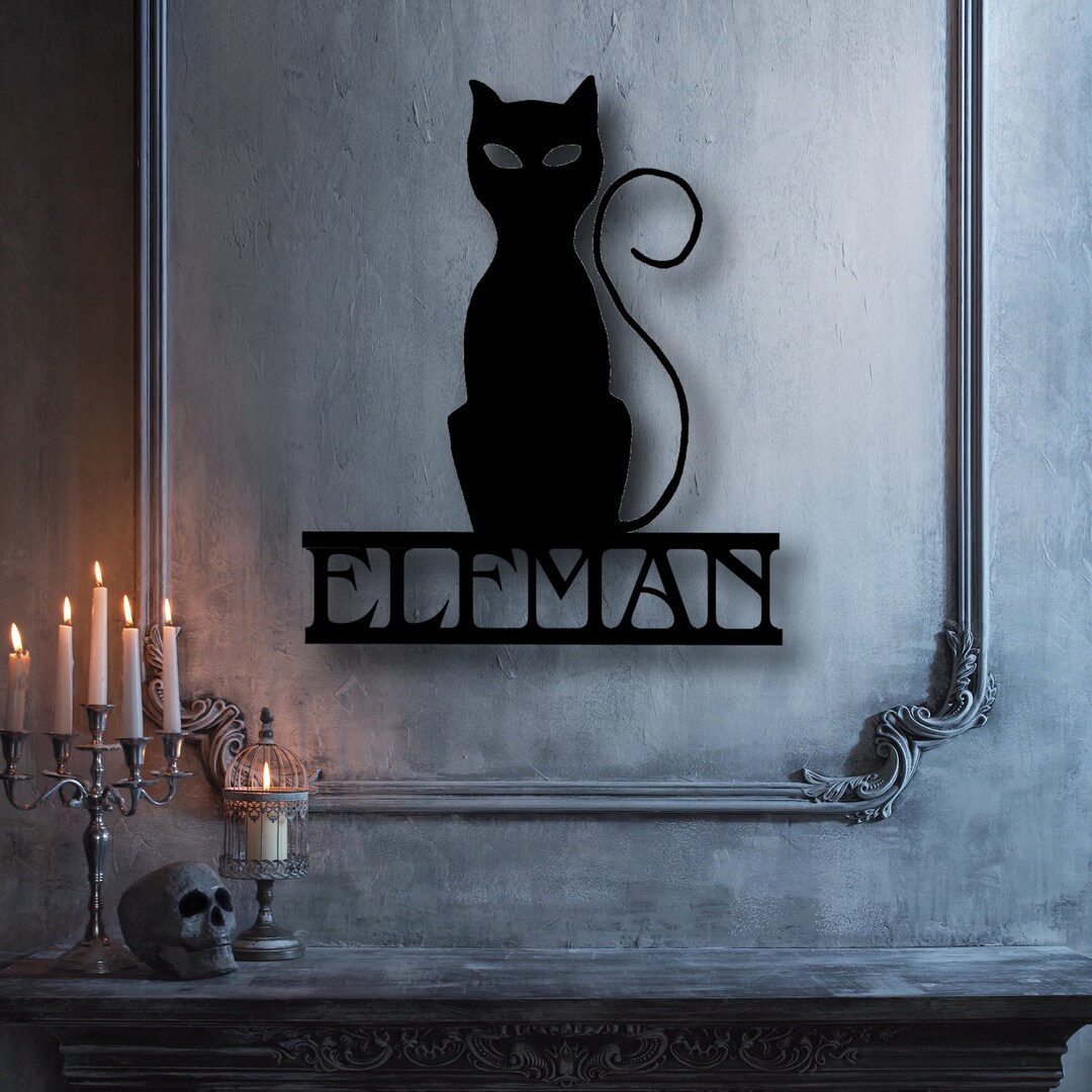 Custom Metal Cat Address Sign House Number Address Sign Halloween Sign ...