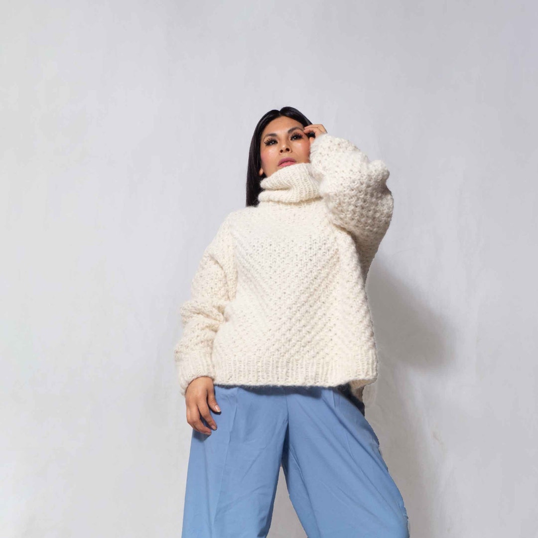 Chunky Knit Alpaca Wool Sweater Turtleneck Knit Alpaca - Etsy