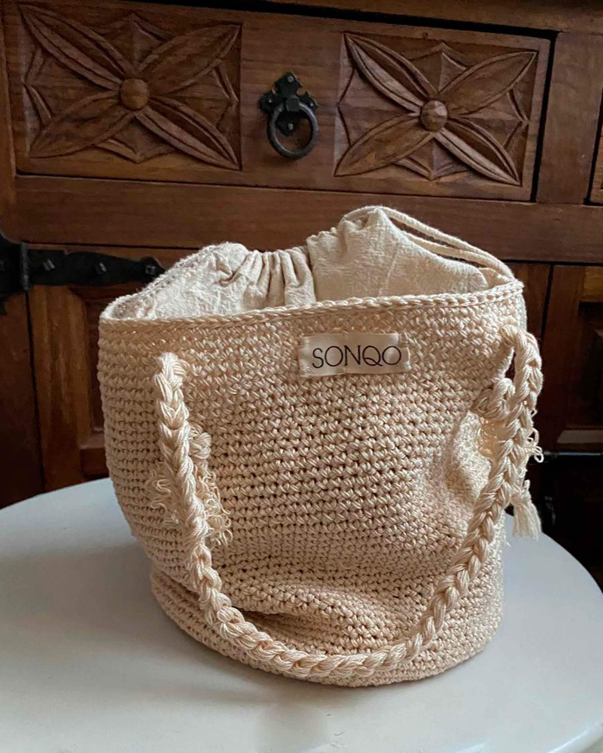 Handmade Crochet Cotton Tote Bag | Short Strap Wrist Bag - Etsy