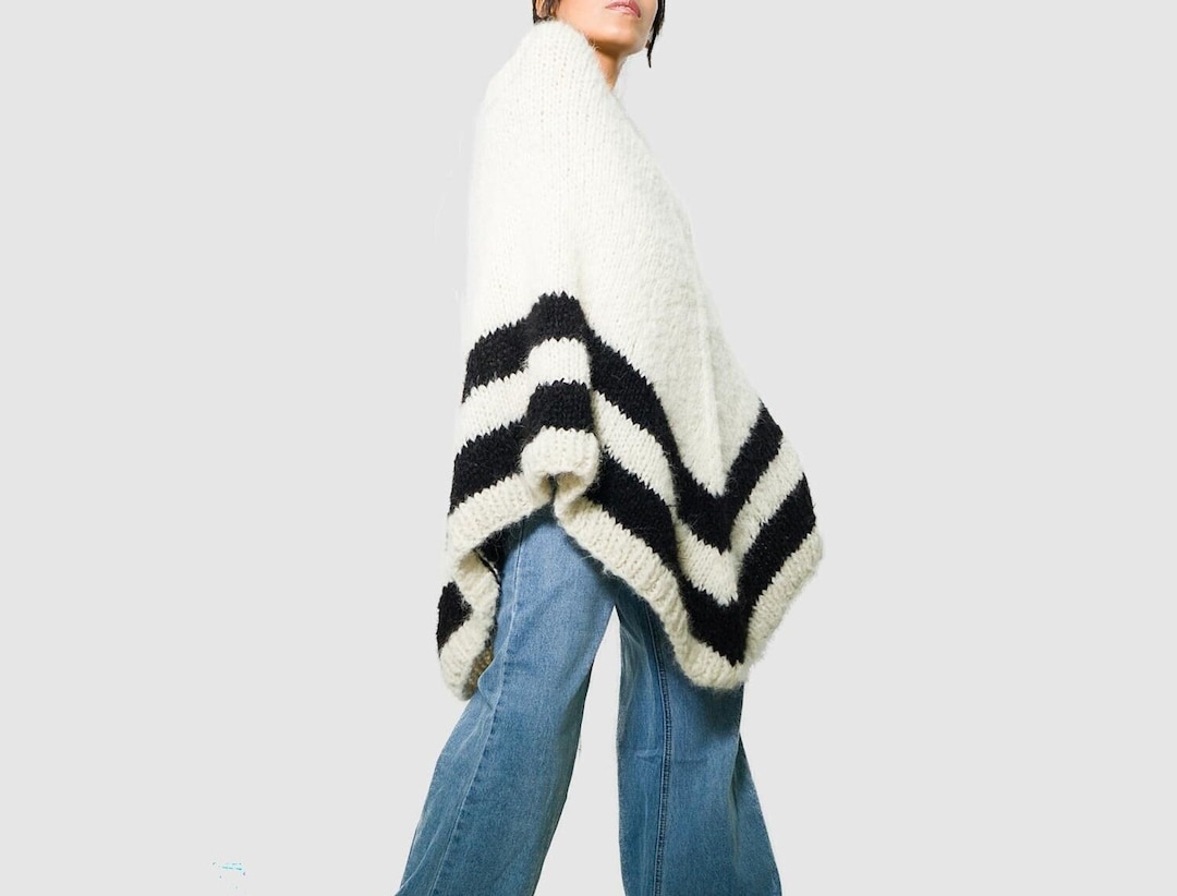 Oversized Alpaca Poncho Cape Sweater| Asymmetrical Knit CAPE/ Slouchy ...