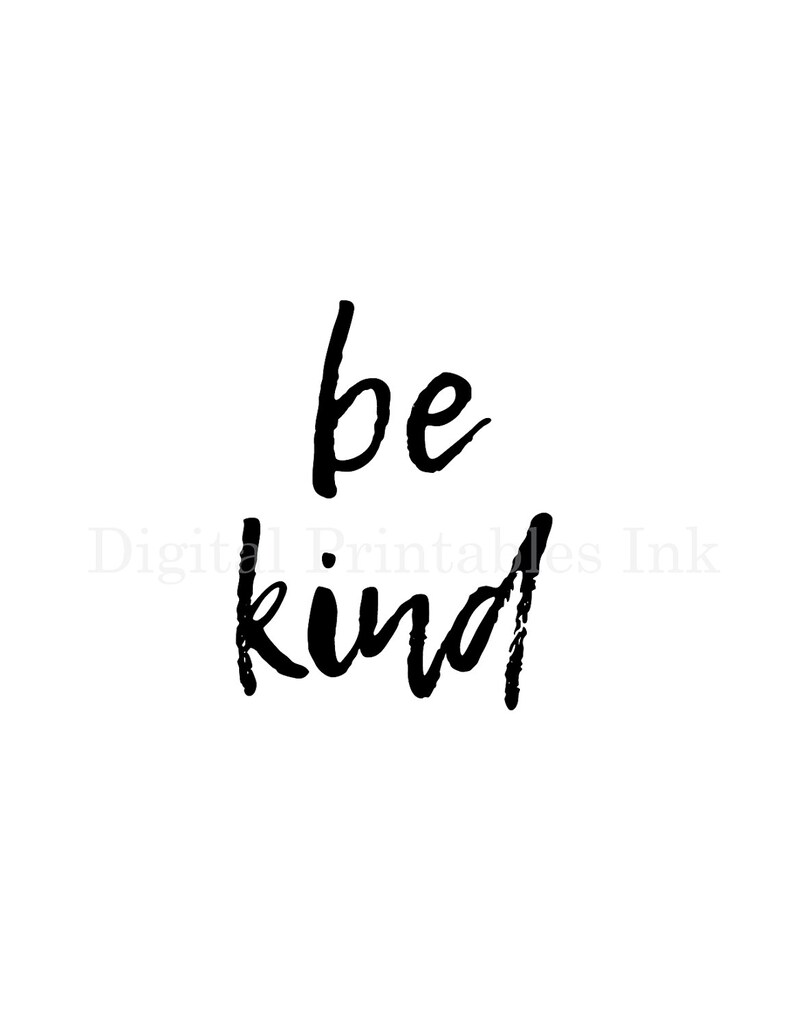 Be Kind Print Quote Typography, Printable Wall Art, Instant Download ...
