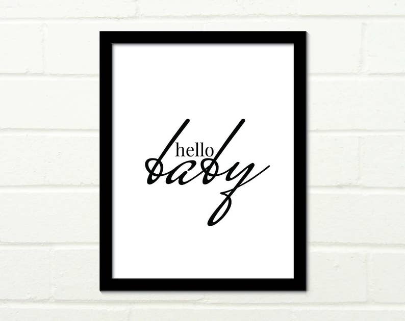 Hello Baby Print Quote Script Serif Typography, Printable Wall Art ...