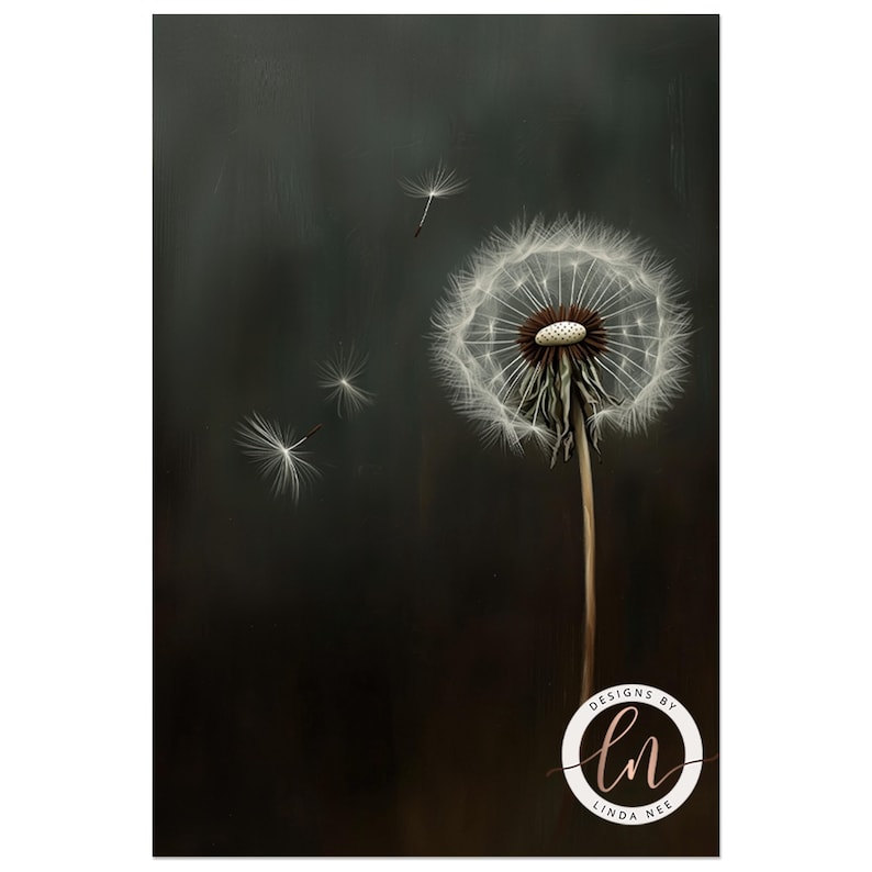 Dandelion Dark Academia Wall Art Print, Gothic Floral Painting, Vintage ...
