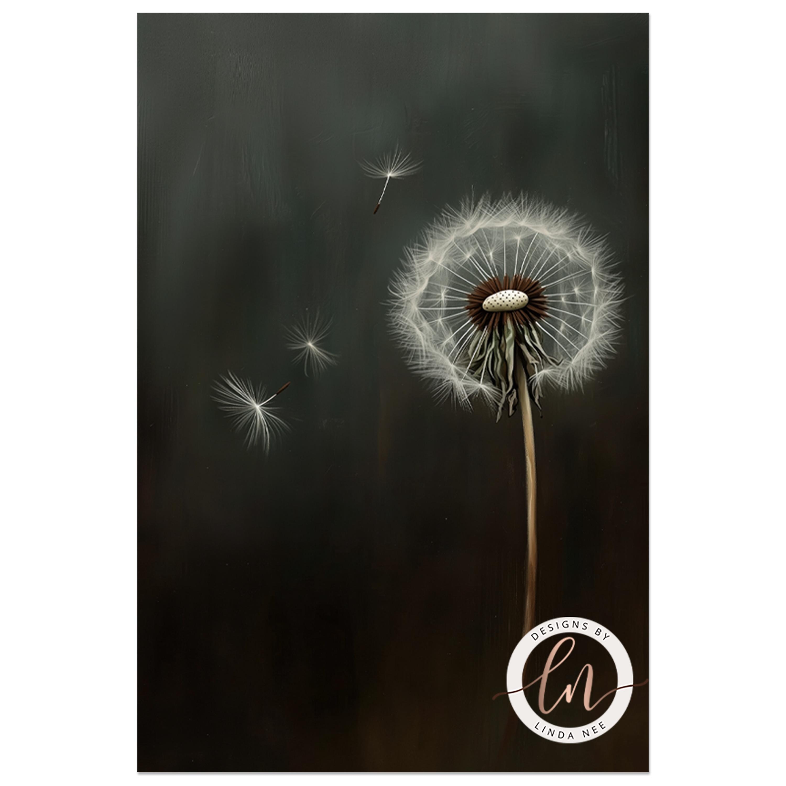 Dandelion Dark Academia Wall Art Print, Gothic Floral Painting, Vintage ...