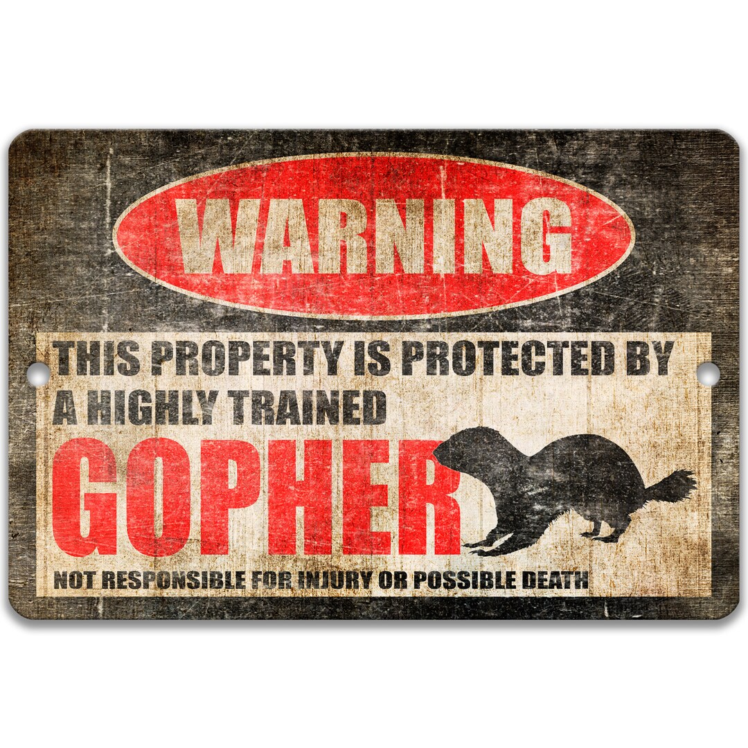 Gopher Metal Sign, Gopher Warning, Funny Groundhog Decor, Woodchuck ...