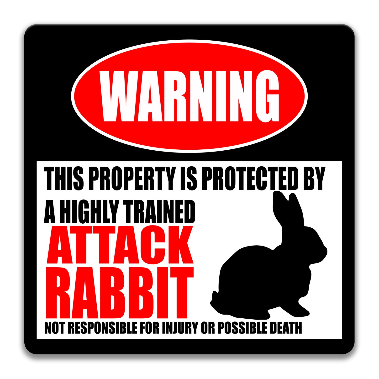Attack Rabbit Sign Funny Rabbit Sign Bunny Sign Animal Sign | Etsy