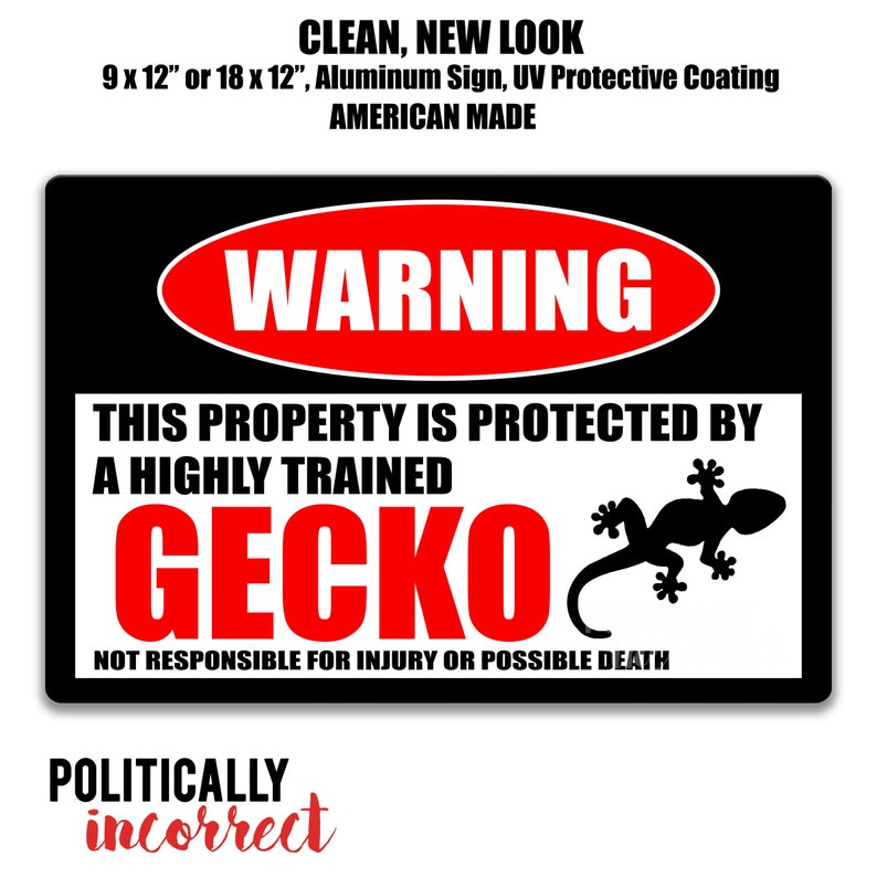 Gecko Sign Funny Gecko Warning Sign Gecko Accessories Metal | Etsy