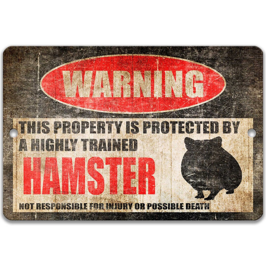 Funny Hamster Sign, Protected by Hamsters Animal Decor Pet Hamster Sign ...