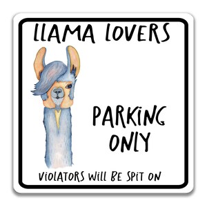 Llama Sign Funny Metal Signs Llama Accessories Llama Parking Sign Barn ...