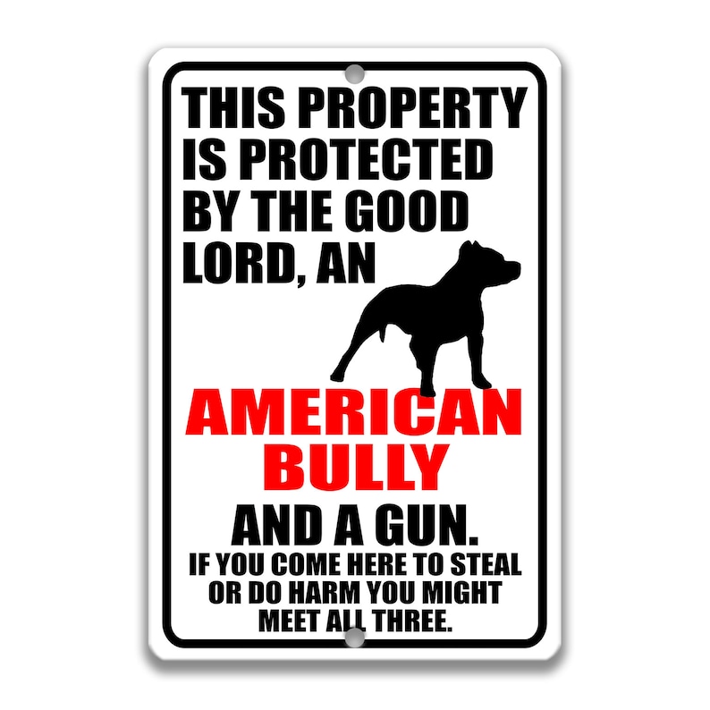 American Bully Dog Sign, No Trespassing Metal Sign for Yard 8-GUN003 ...