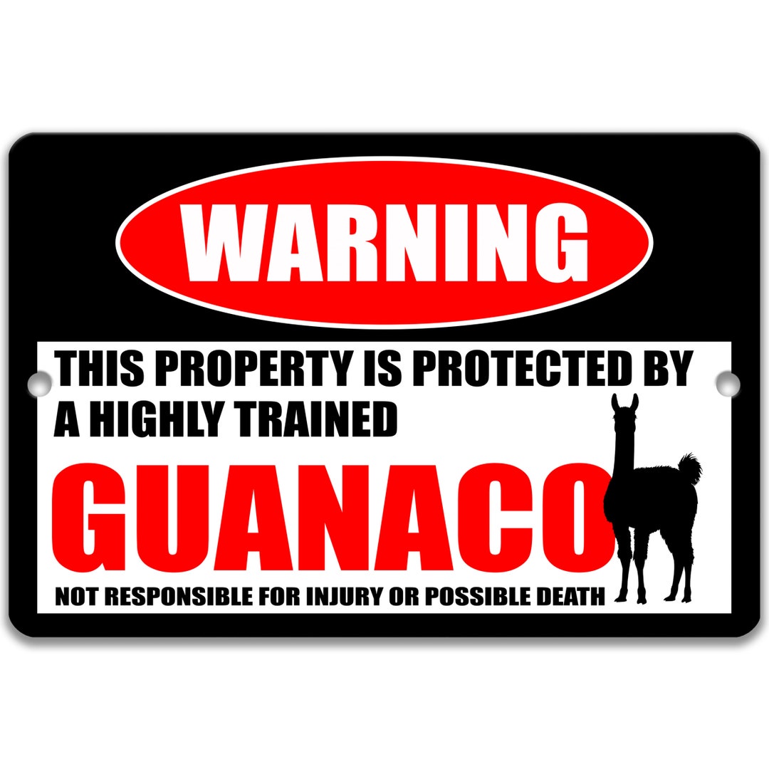 Guanaco Metal Sign, Guanaco Warning, Camelid, Llama, Vicuña, Camel ...