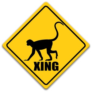 Primate Xing, Monkey Crossing Sign, Monkey Xing Sign, Monkey Decor ...