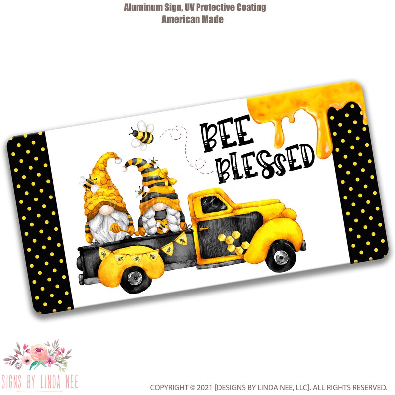 Bee Blessed Sign Bee Gnome Truck Sign Gnome Bee Sign - Etsy