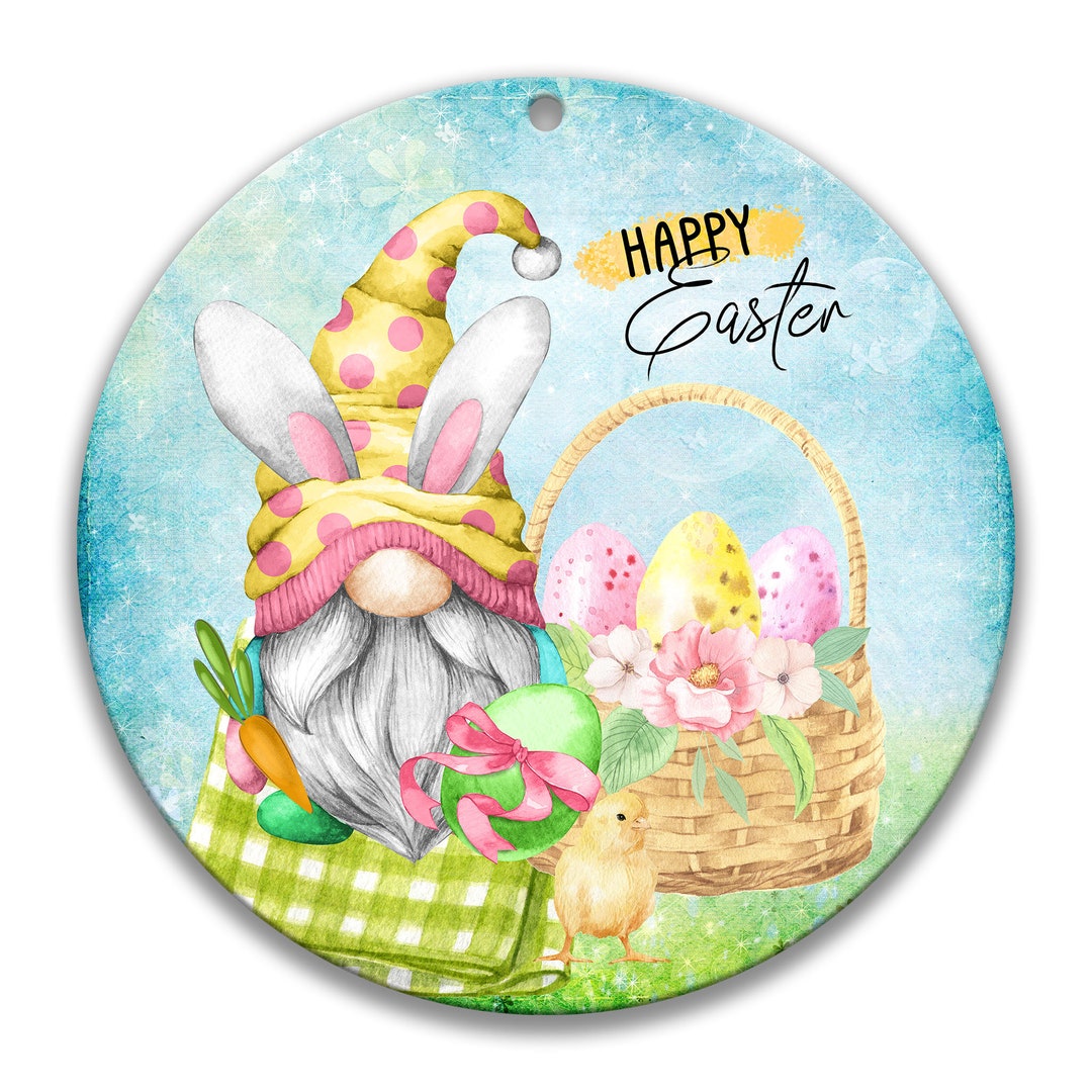 Gnome Easter Sign, Easter Decor, Gnome Sign, Easter Basket Sign, Gnome ...