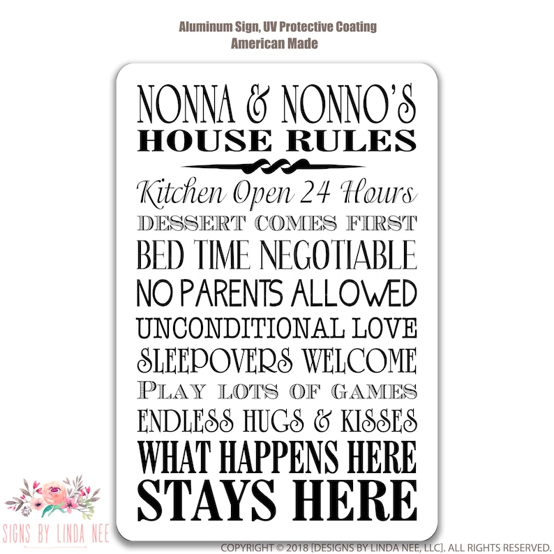 Nonna and Nonno Sign, Nonna and Nonno House Rules Sign, Gift for Nonna ...