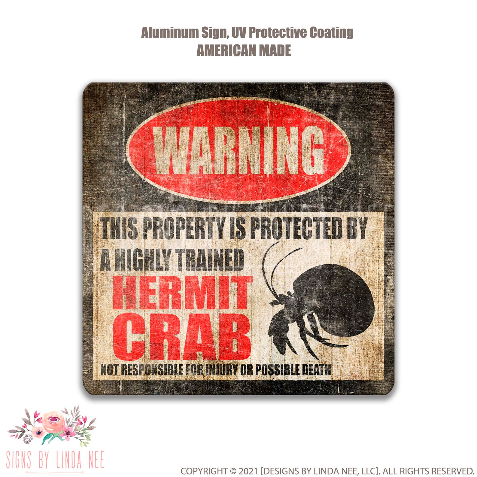 Hermit Crab Sign Funny Crab Warning Sign for Crabitat | Etsy