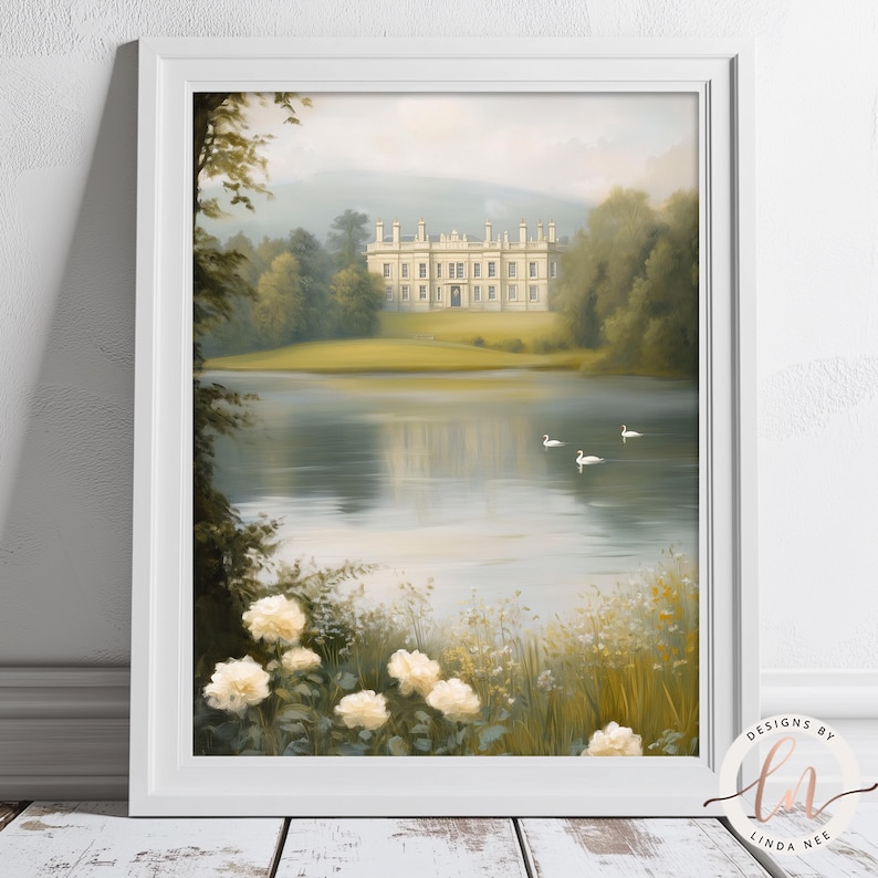 Pride and Prejudice Pemberley Estate Painting, Jane Austen Inspired ...
