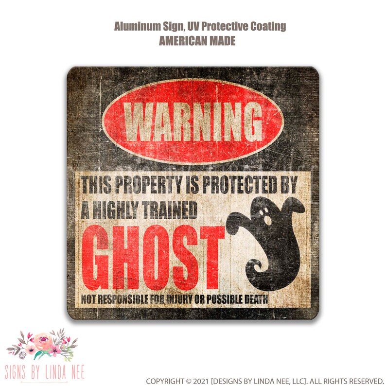 Funny Ghost Sign, Ghost Warning Sign, Cute Halloween Decor, Caution ...