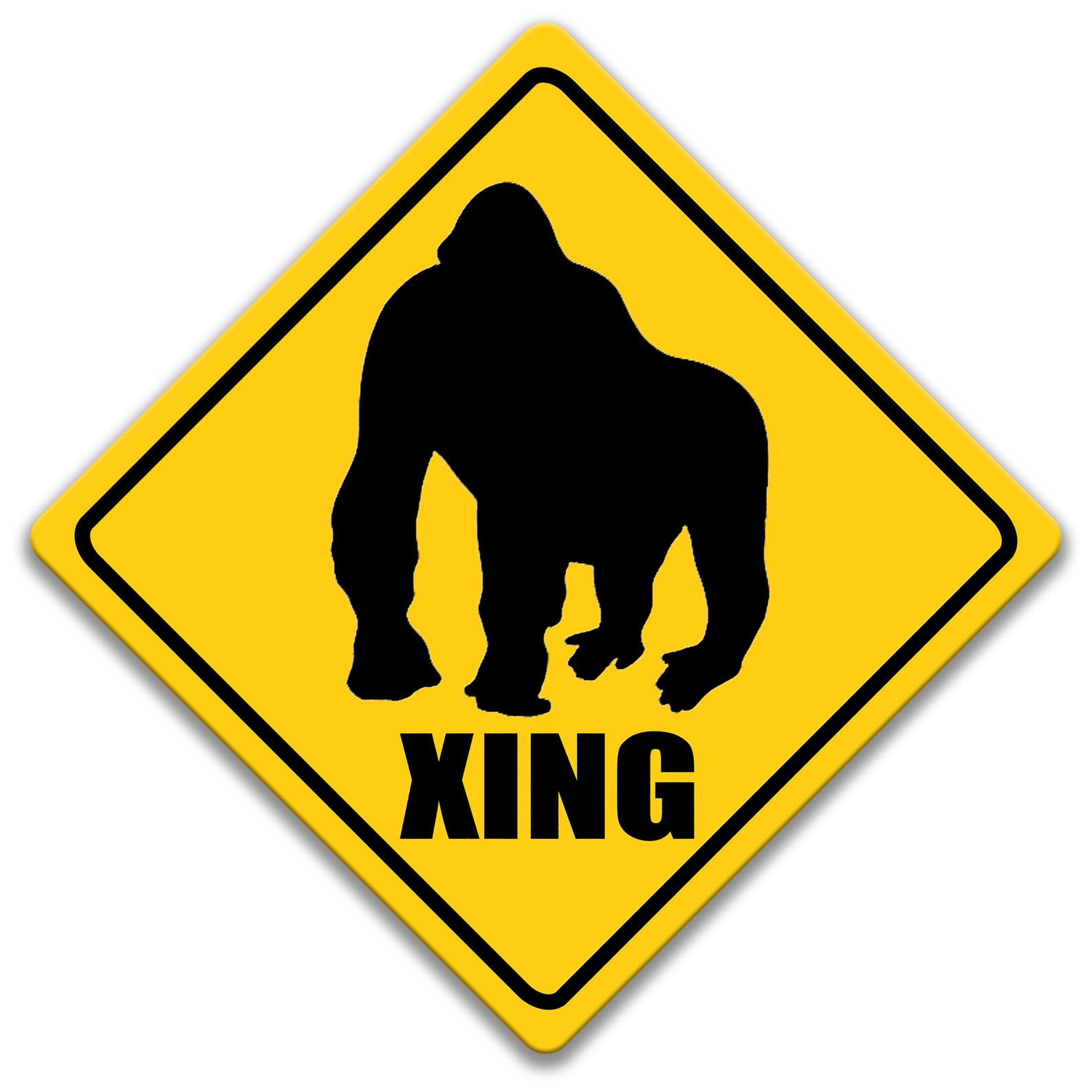 Gorilla Xing Sign, Ape Lover Gifts, Primate, Gorilla Crossing Sign ...