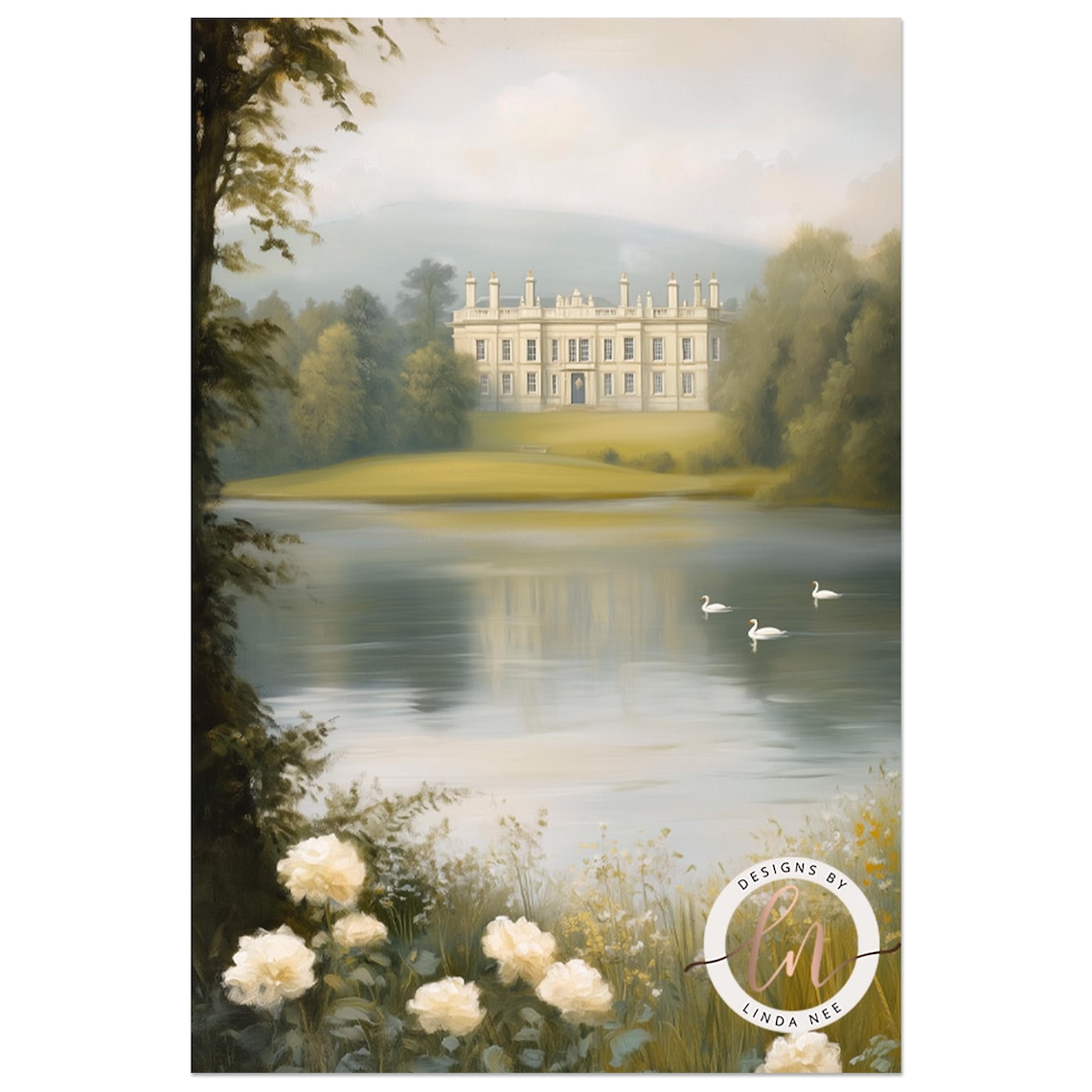 Pride and Prejudice Pemberley Estate Painting, Jane Austen Inspired ...