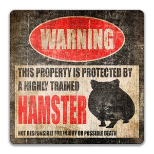 Funny Hamster Sign, Protected by Hamsters Animal Decor Pet Hamster Sign ...