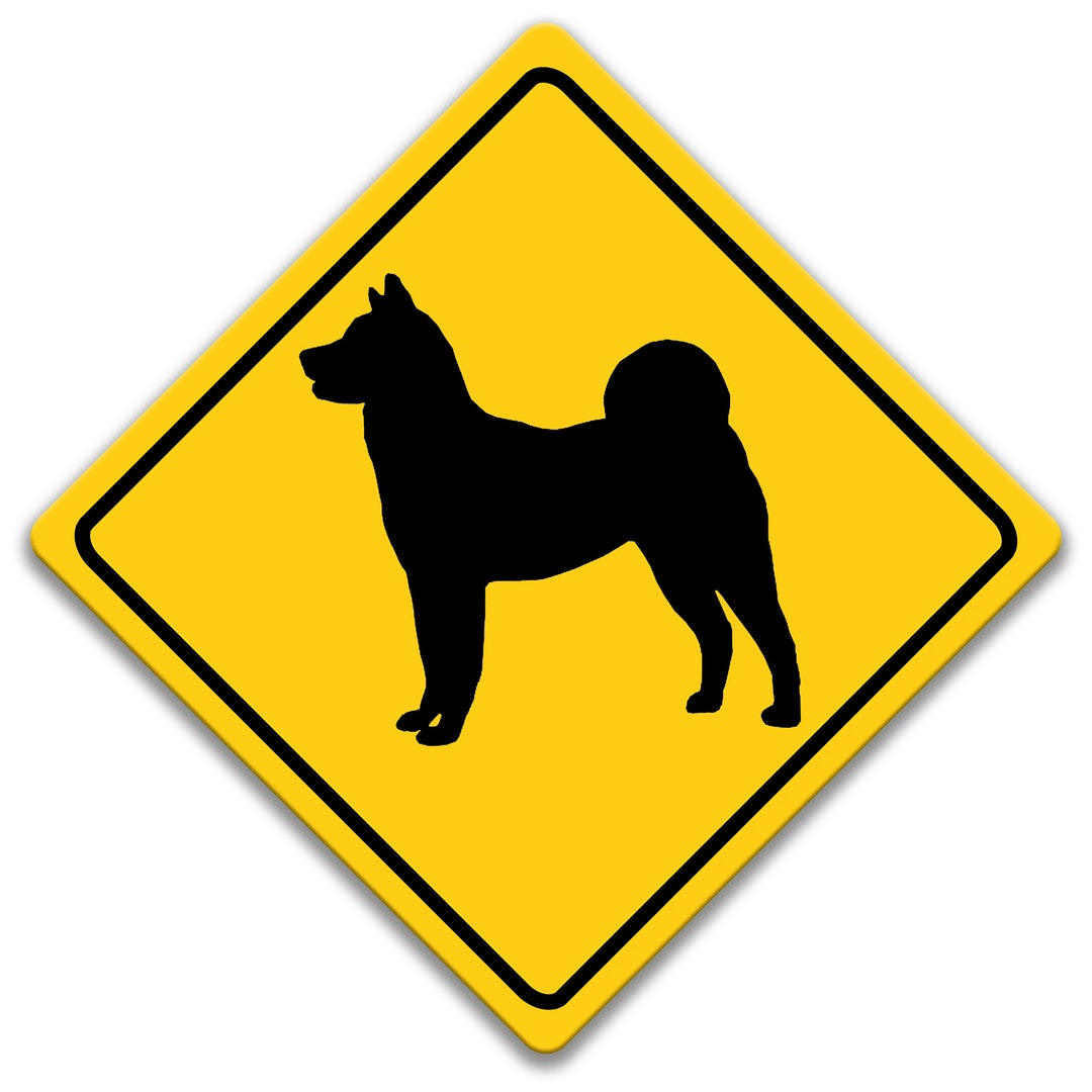 Akita Crossing, Akita Xing Sign, Yellow Caution Sign, Slow Down Dog ...