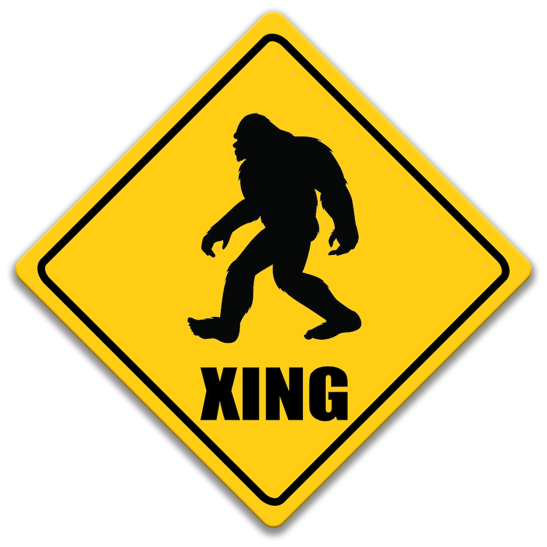 Yeti XING Caution Sign, Metal Yeti Xing Sign, Big Foot Decor, Ape Sign ...