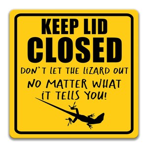 Keep Lid Closed Lizard Sign Funny Lizard Sign Lizard Lover Gift Yard ...