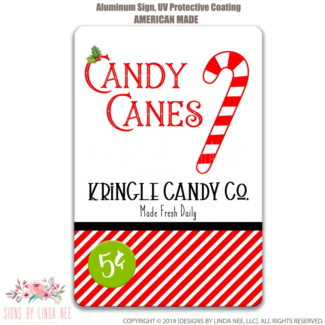 Candy Canes Sign, Candy Canes Decor, North Pole Sign, Kringle Candy Co ...