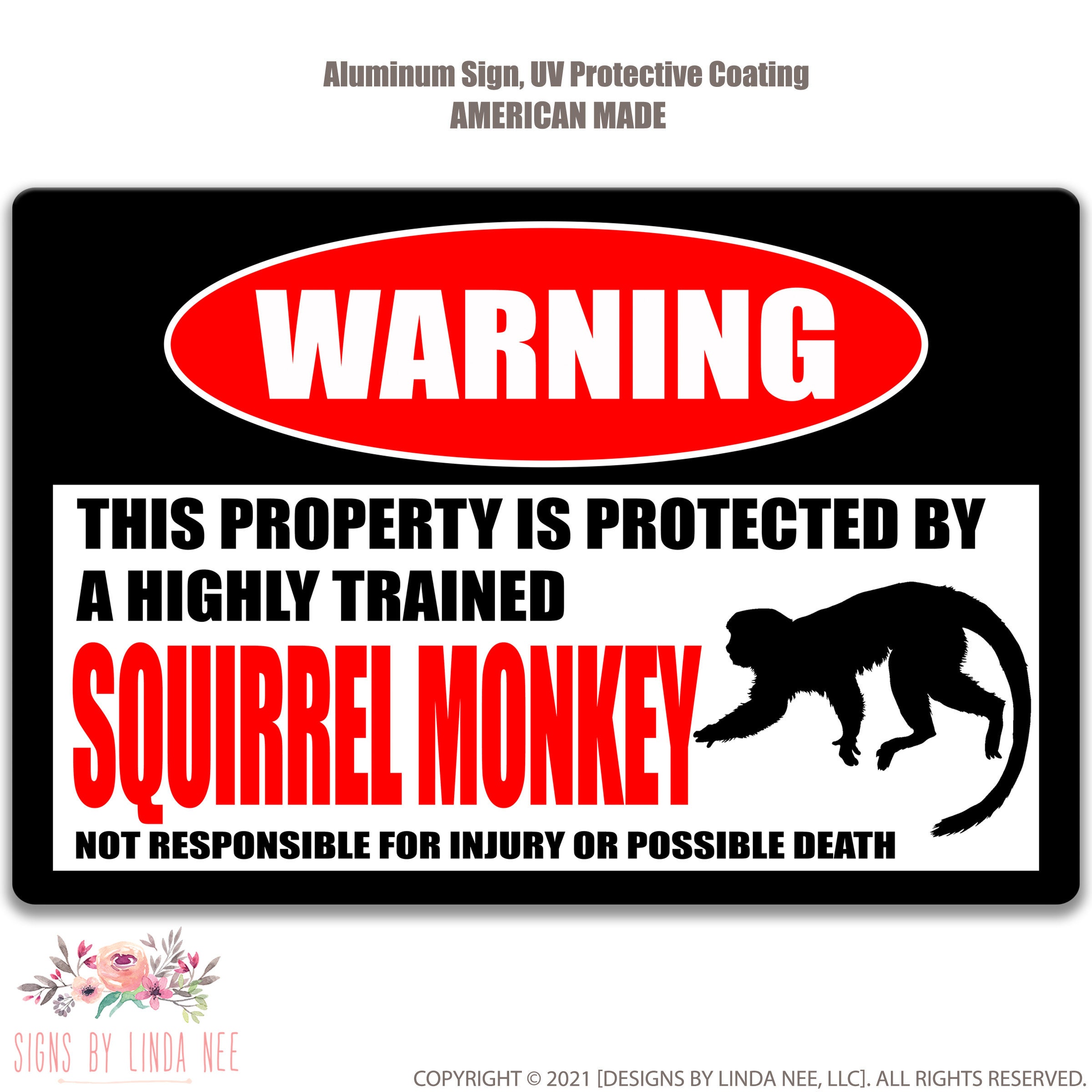 Funny Squirrel Monkey Sign Exotic Animal Sign Monkey Warning | Etsy