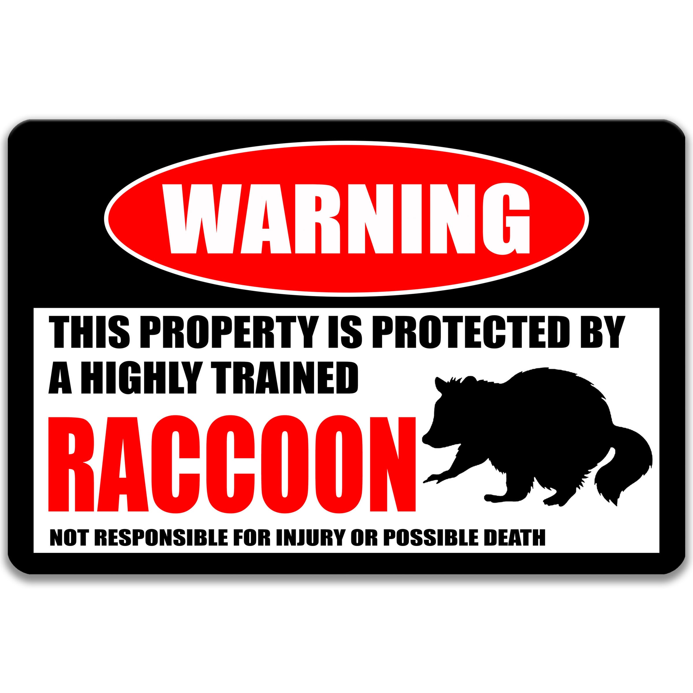 Funny Raccoon Sign Protected by Raccoon Animal Decor Camp Sign | Etsy