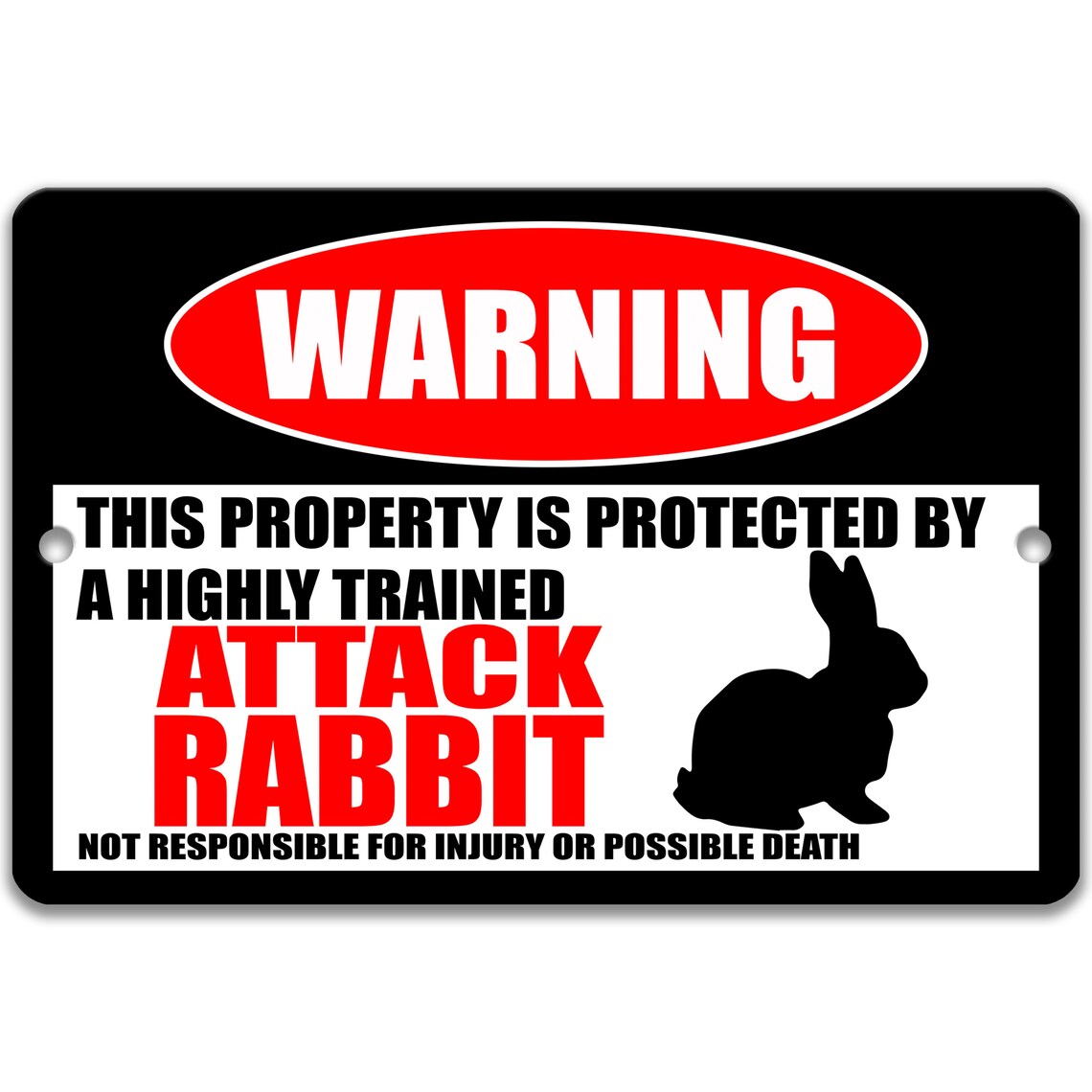 Attack Rabbit Sign Funny Rabbit Sign Bunny Sign Animal Sign | Etsy
