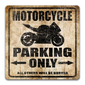 Motorcycle Parking Sign, Motorcycle Sign, Gift for Biker, Motorcyclist ...