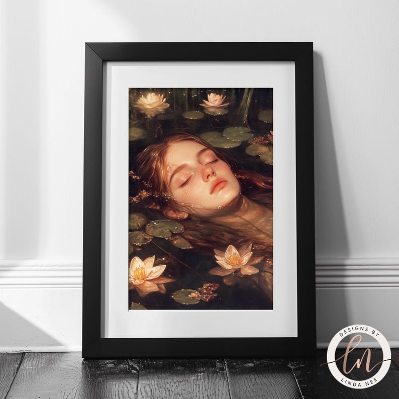 Ophelia Drowning Art Print, Dark Academia Aesthetic, Vintage Gothic ...