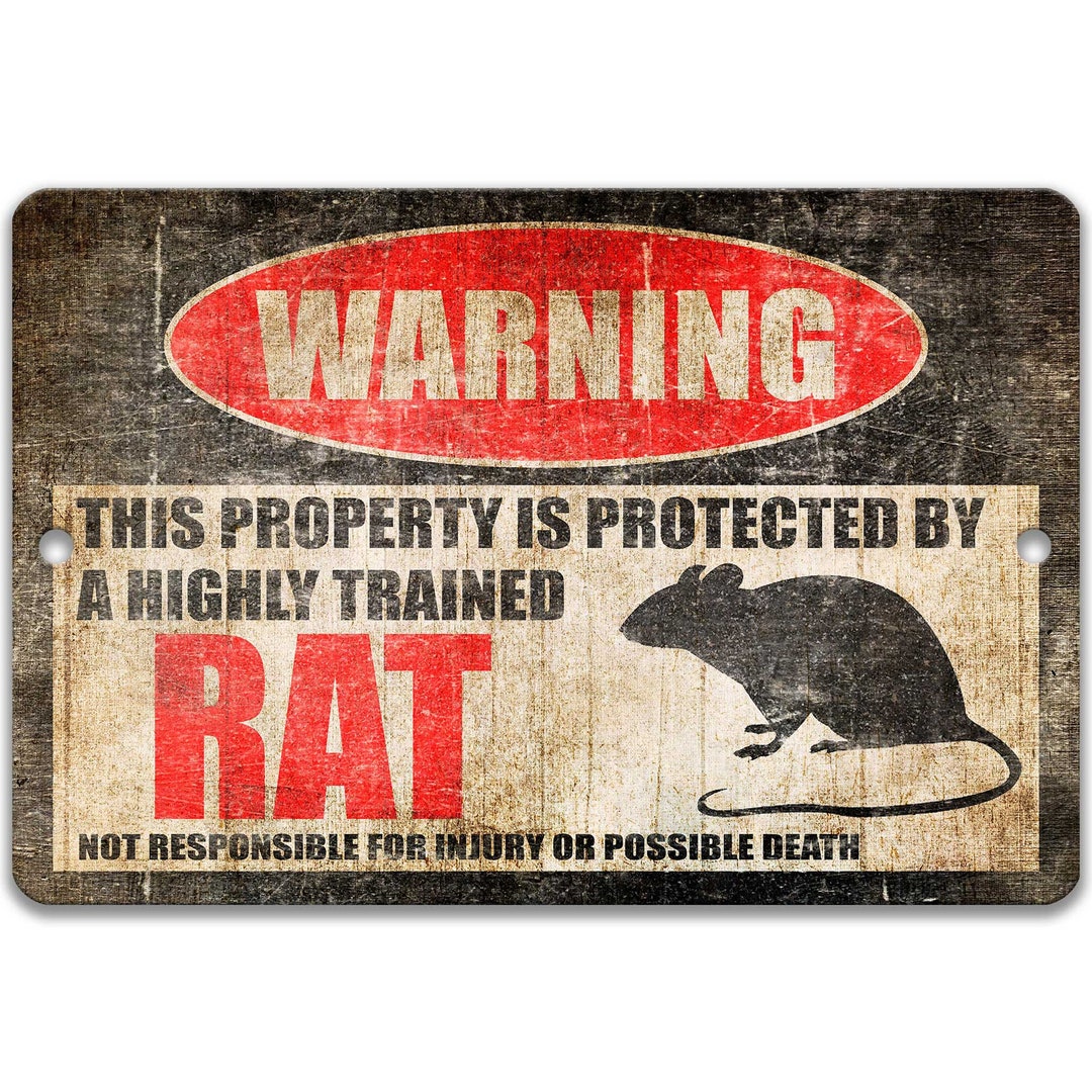 Funny Rat Sign, Protected by Rat Animal Decor Pet Rat Sign Rodent ...