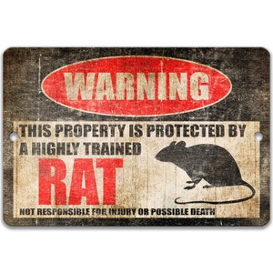 Funny Rat Sign, Protected by Rat Animal Decor Pet Rat Sign Rodent ...