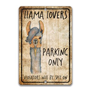 Llama Sign Funny Metal Signs Llama Accessories Llama Parking Sign Barn ...