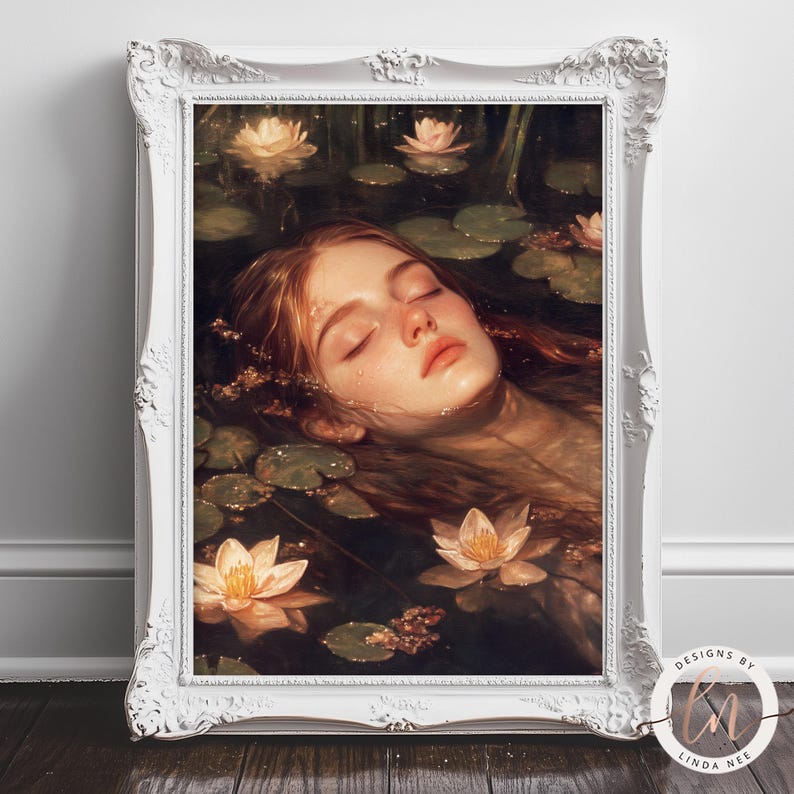 Ophelia Drowning Art Print, Dark Academia Aesthetic, Vintage Gothic ...