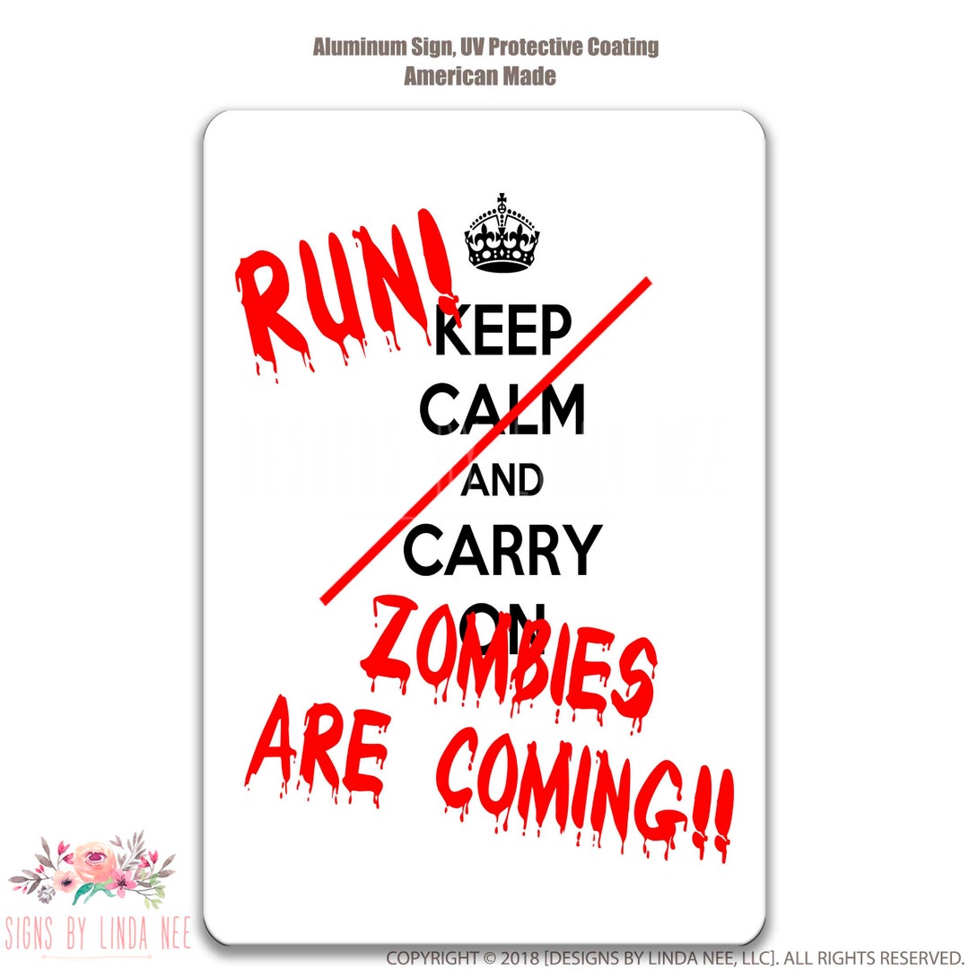 Zombie Sign, Run Zombies Are Coming Sign, Zombies Decor, Zombie Decor ...